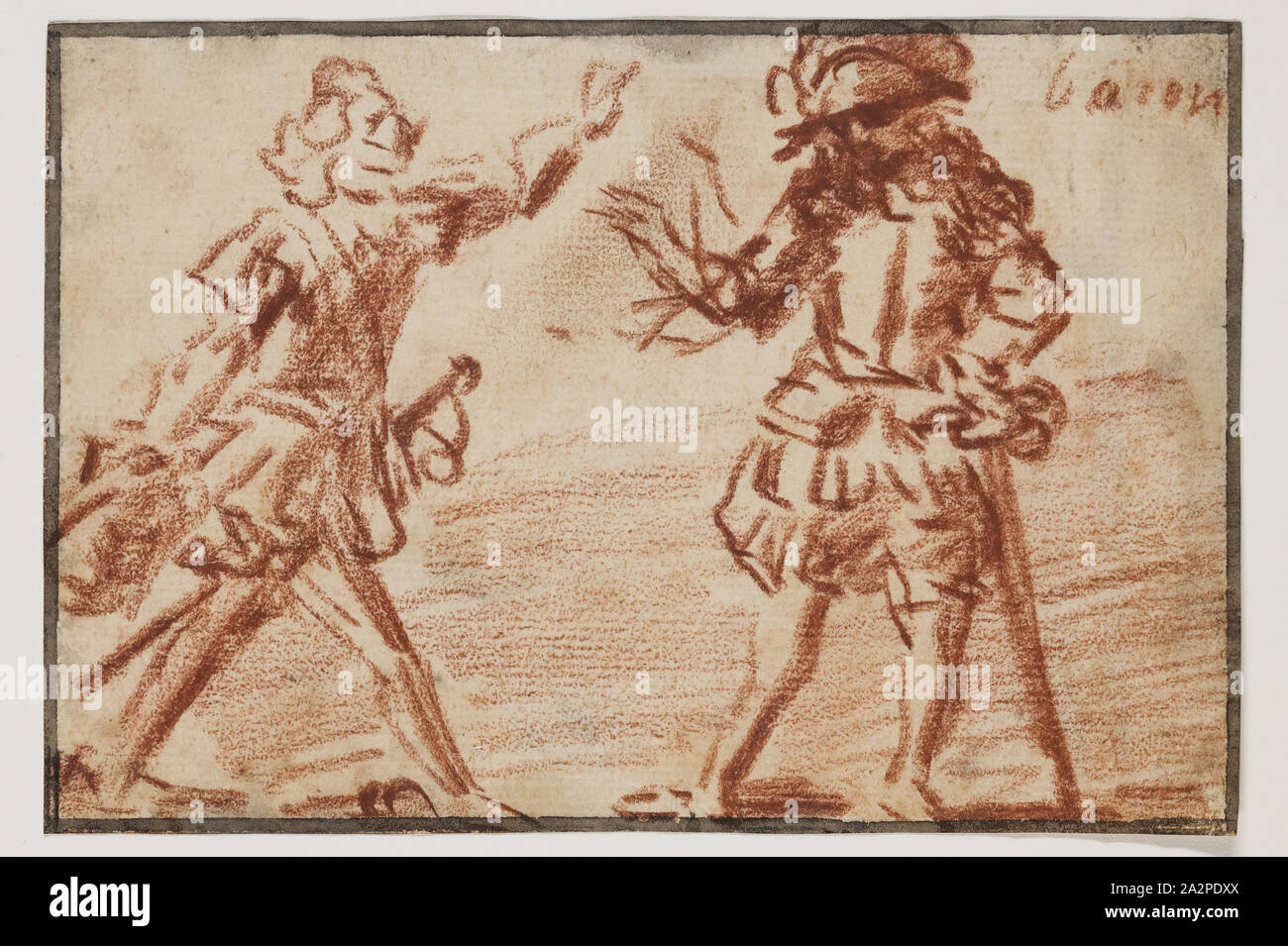 Claude Gillot, French, 1673-1722, Actors, Red chalk with pen and black ...