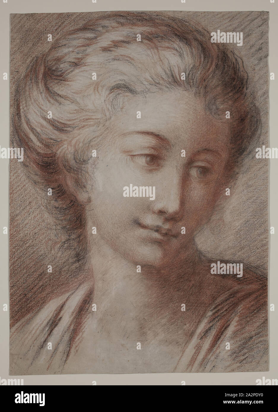 Red black gray and white chalk on buff laid paper hi-res stock ...