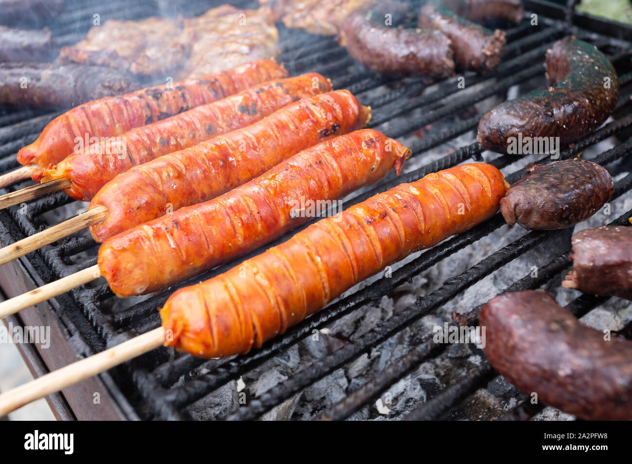 Colombian barbecue, typical food of Colombia- close-up image Stock ...