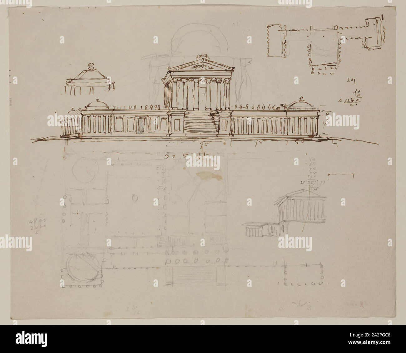 Thomas Cole, American, 1801-1848, Elevation of Project for Ohio State ...