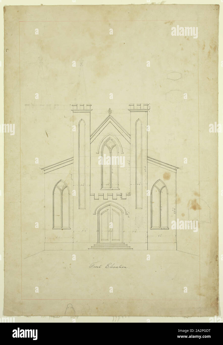 Thomas Cole, American, 1801-1848, Front Elevation Drawing for St. Luke ...