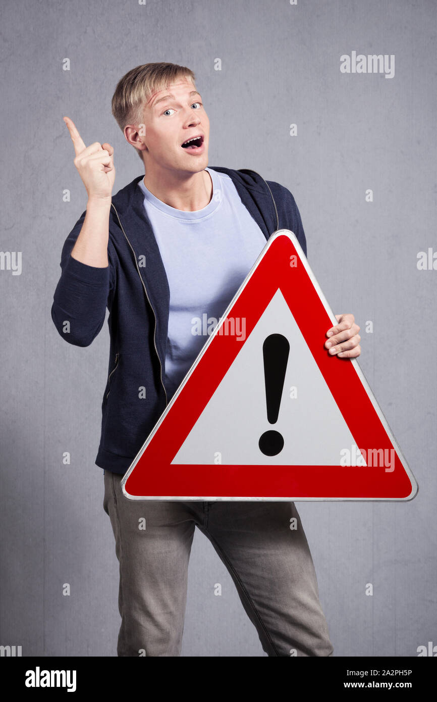 Exclamation mark road sign hi-res stock photography and images - Alamy