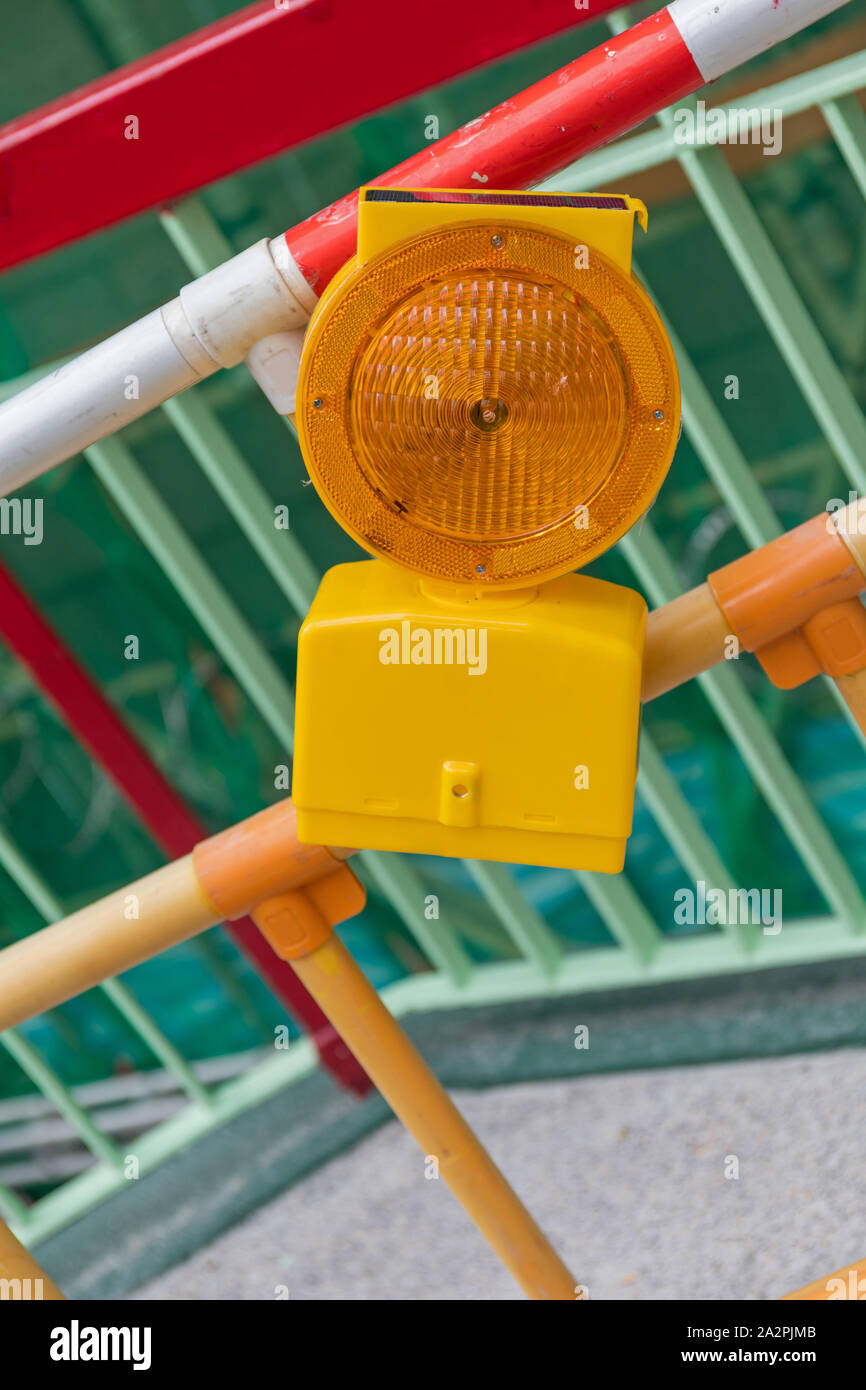 Strobe Amber Construction Barrier Flashing Warning Light Stock Photo ...