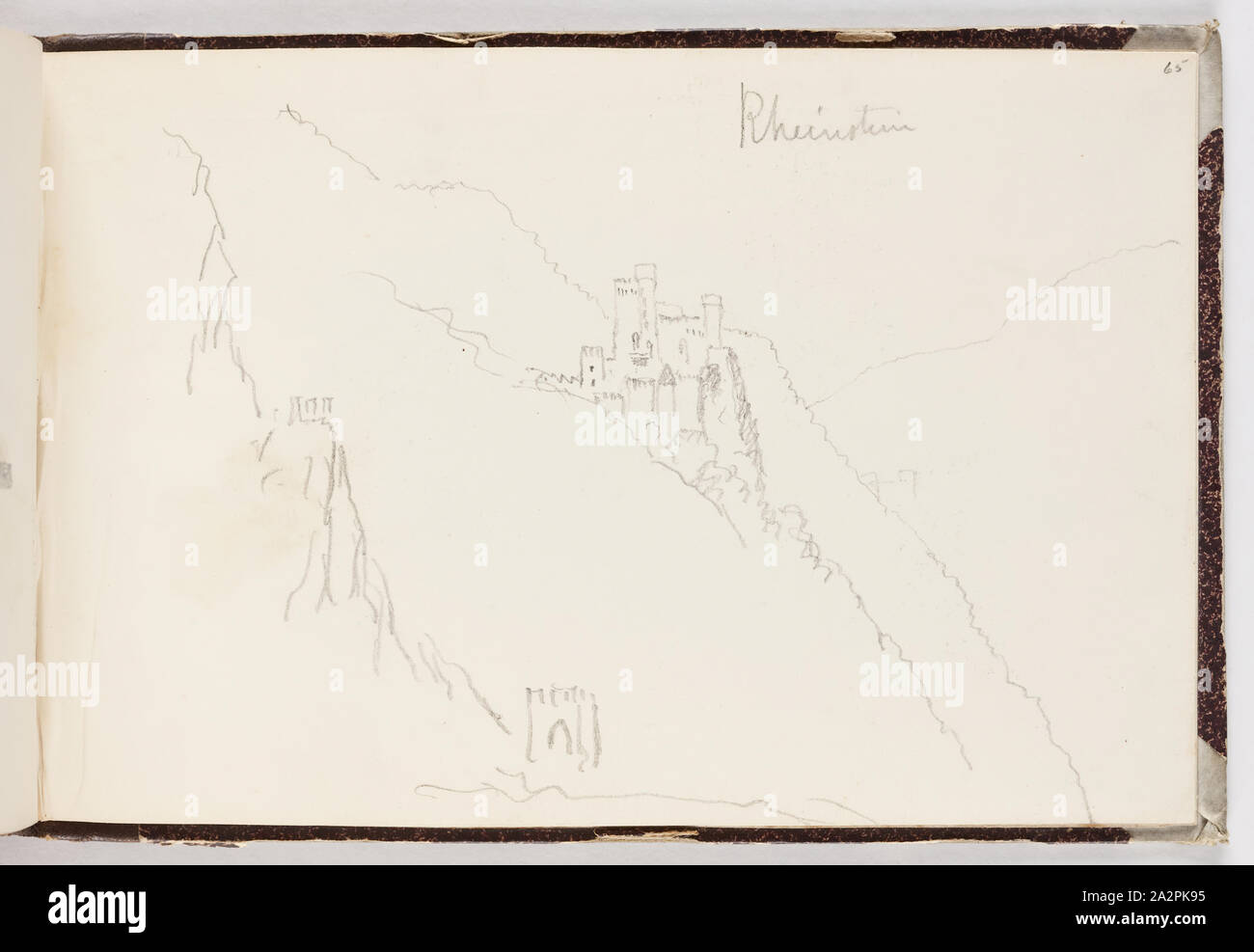 Thomas Cole, American, 1801-1848, Rheinstein Castle, 1842, graphite ...