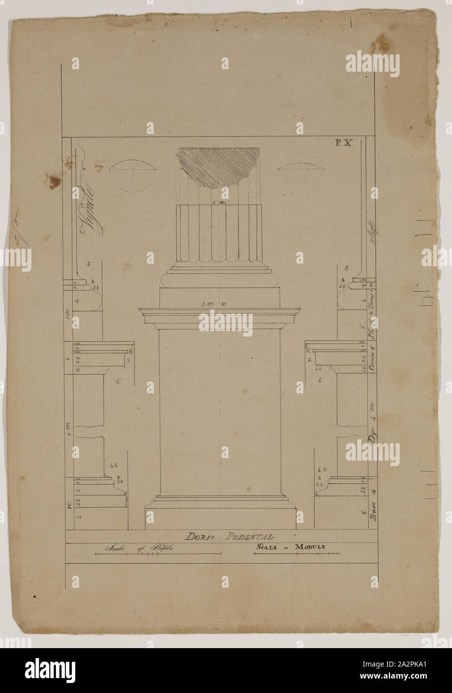 J. A. Thompson, American, Doric Pedestal, 19th century, pen and black ...