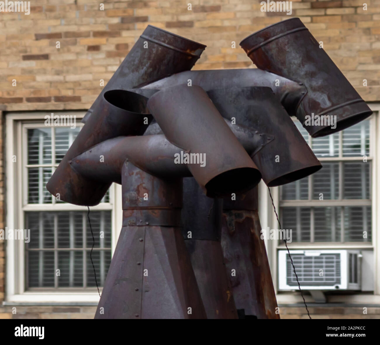 Elaborate configuration of exhaust pipes on a NYC roof in Manhattan ...