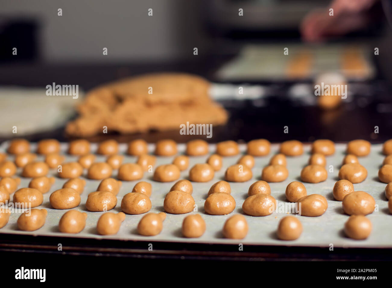 A process of production sweet bakery products at the factory Stock ...