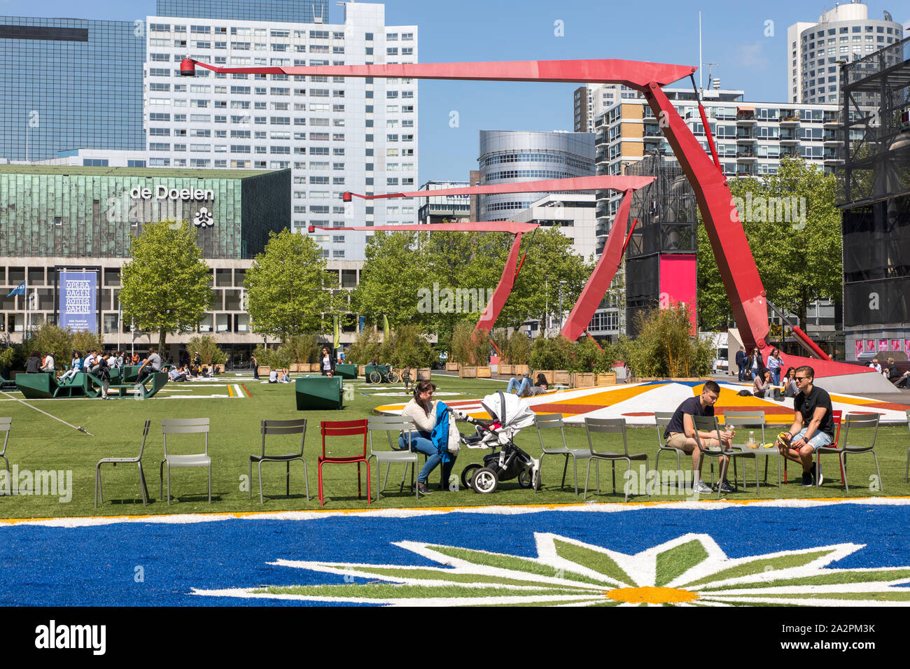 City centre of Rotterdam, Netherlands, Schouwburgplein, central square ...