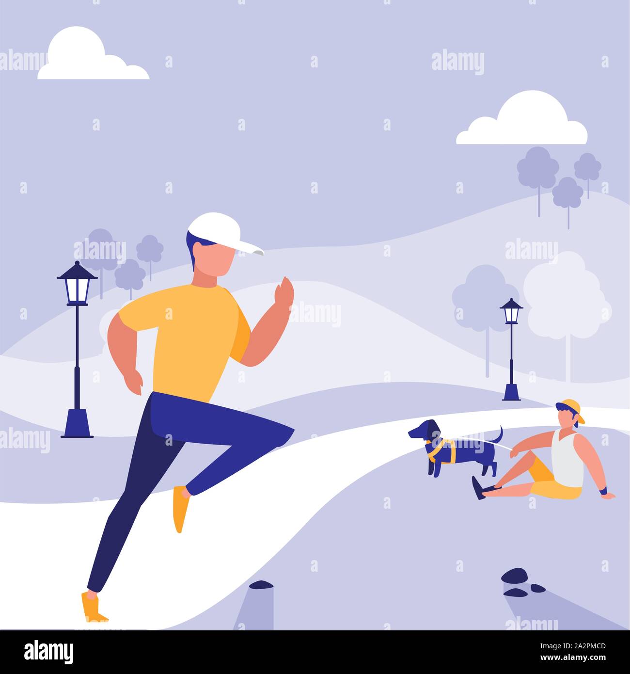 Men design, Park nature outdoor season spring and summer theme Vector ...