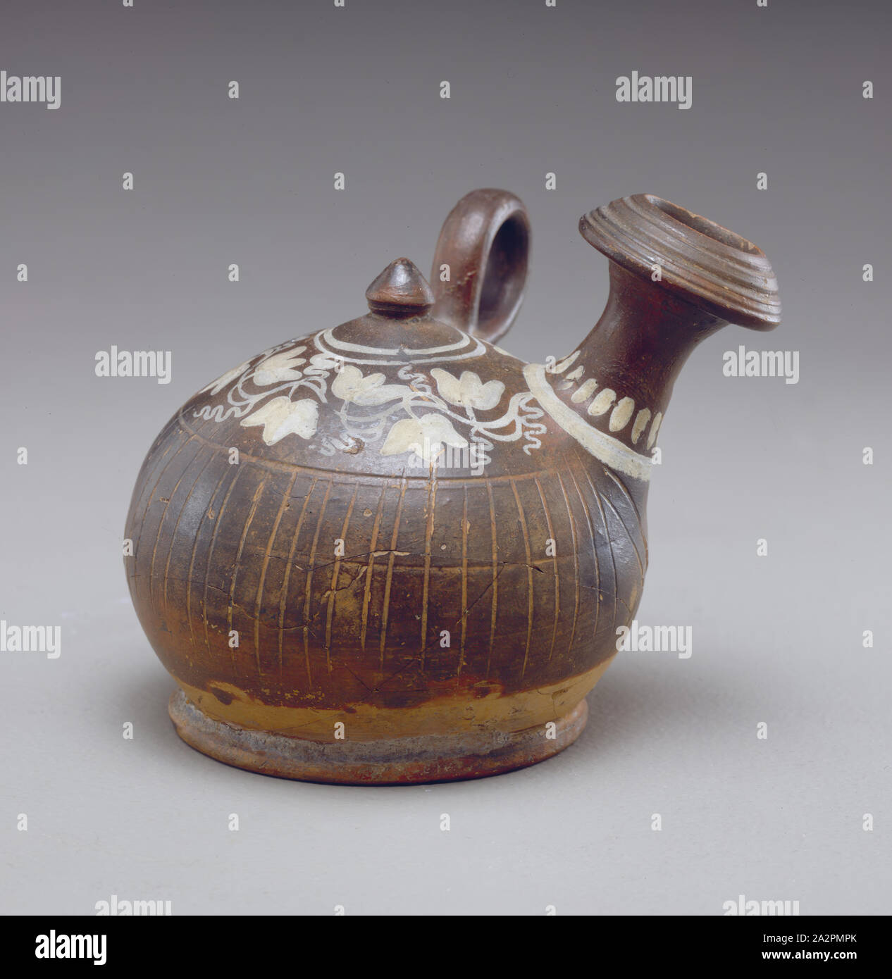 Greek, Askos, 3rd Century BC, Terracotta, height: 3 5/8 in Stock Photo ...