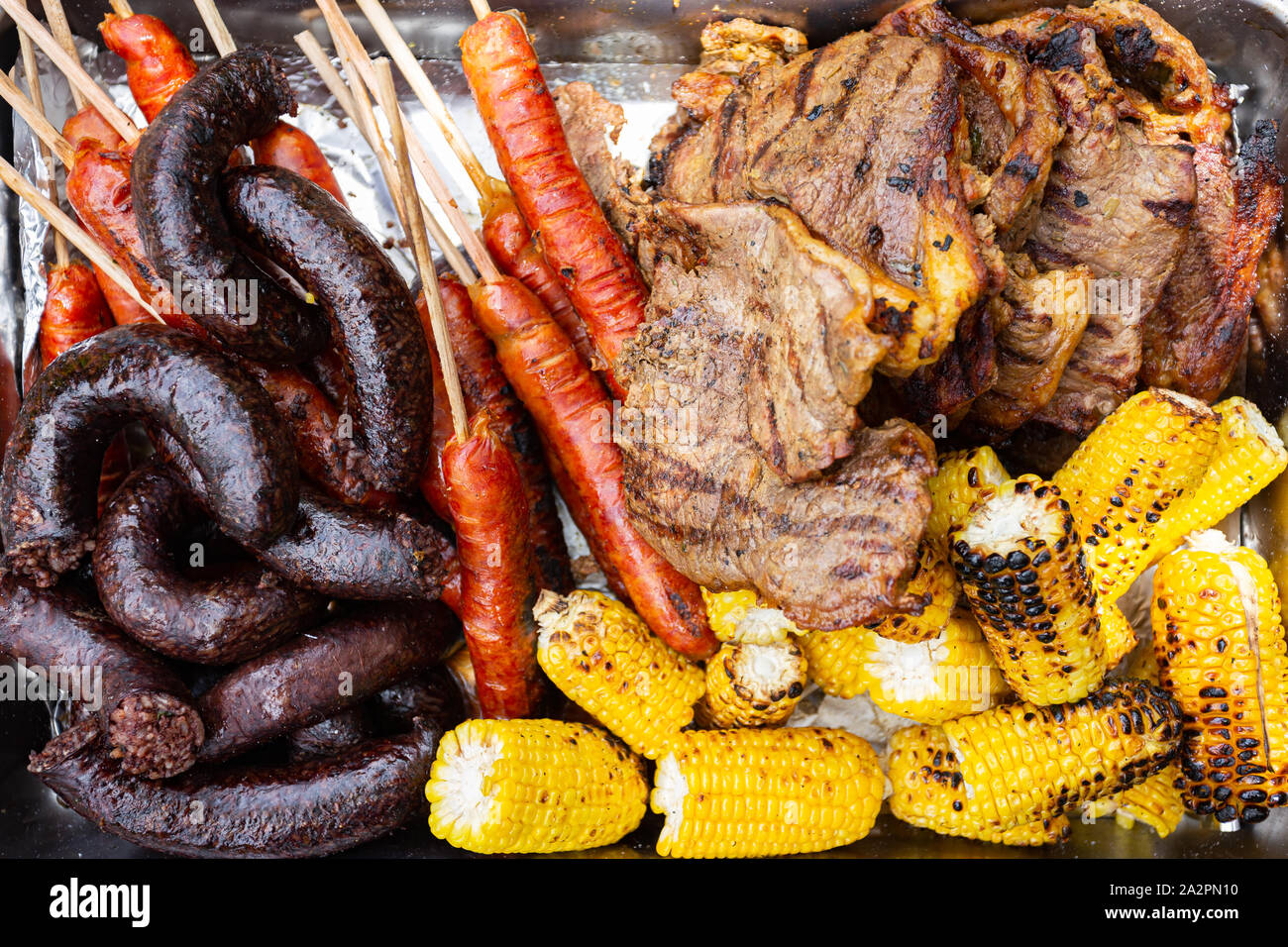 Colombian barbecue, typical food of Colombia- close-up image Stock ...