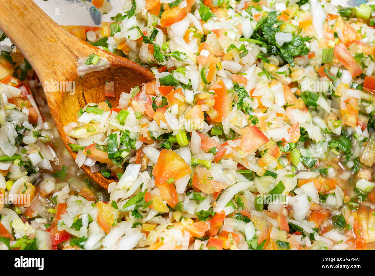 pico de gallo dressing, typical food of Colombia - close-up image Stock ...