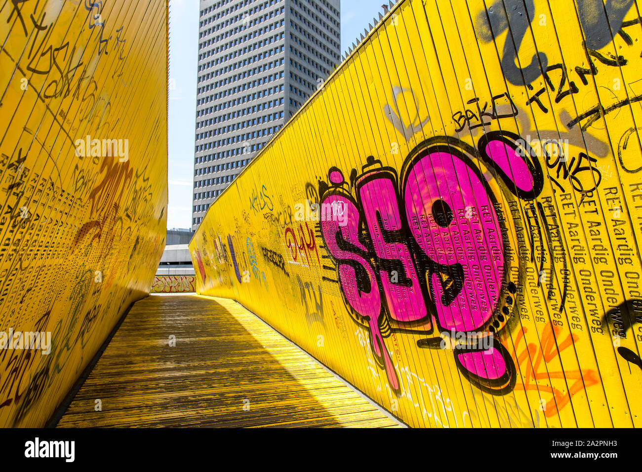 City centre of Rotterdam, Netherlands, Luchtsingel, 400 meter long ...