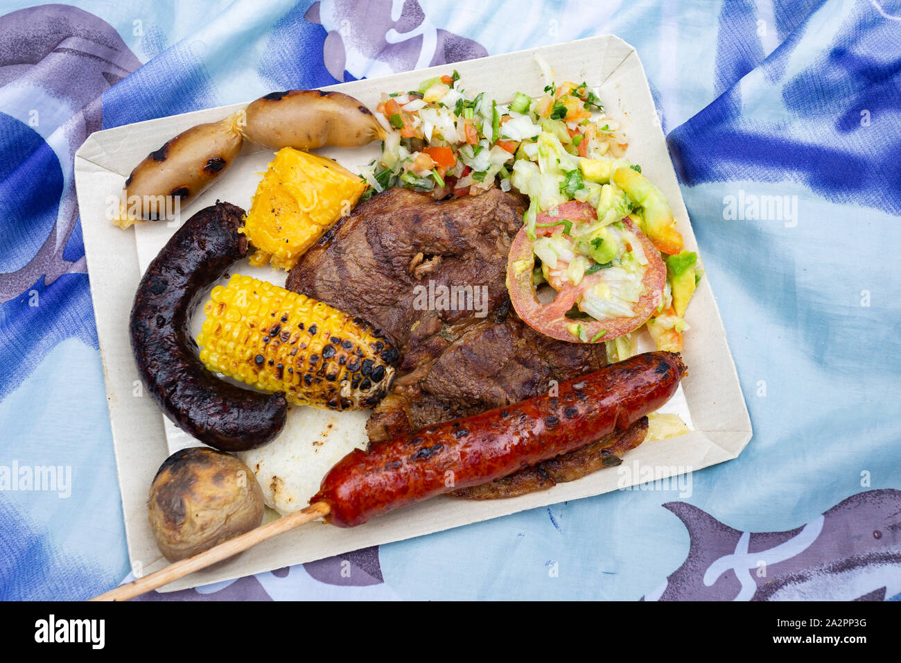 Colombian barbecue, typical food of Colombia- close-up image Stock ...