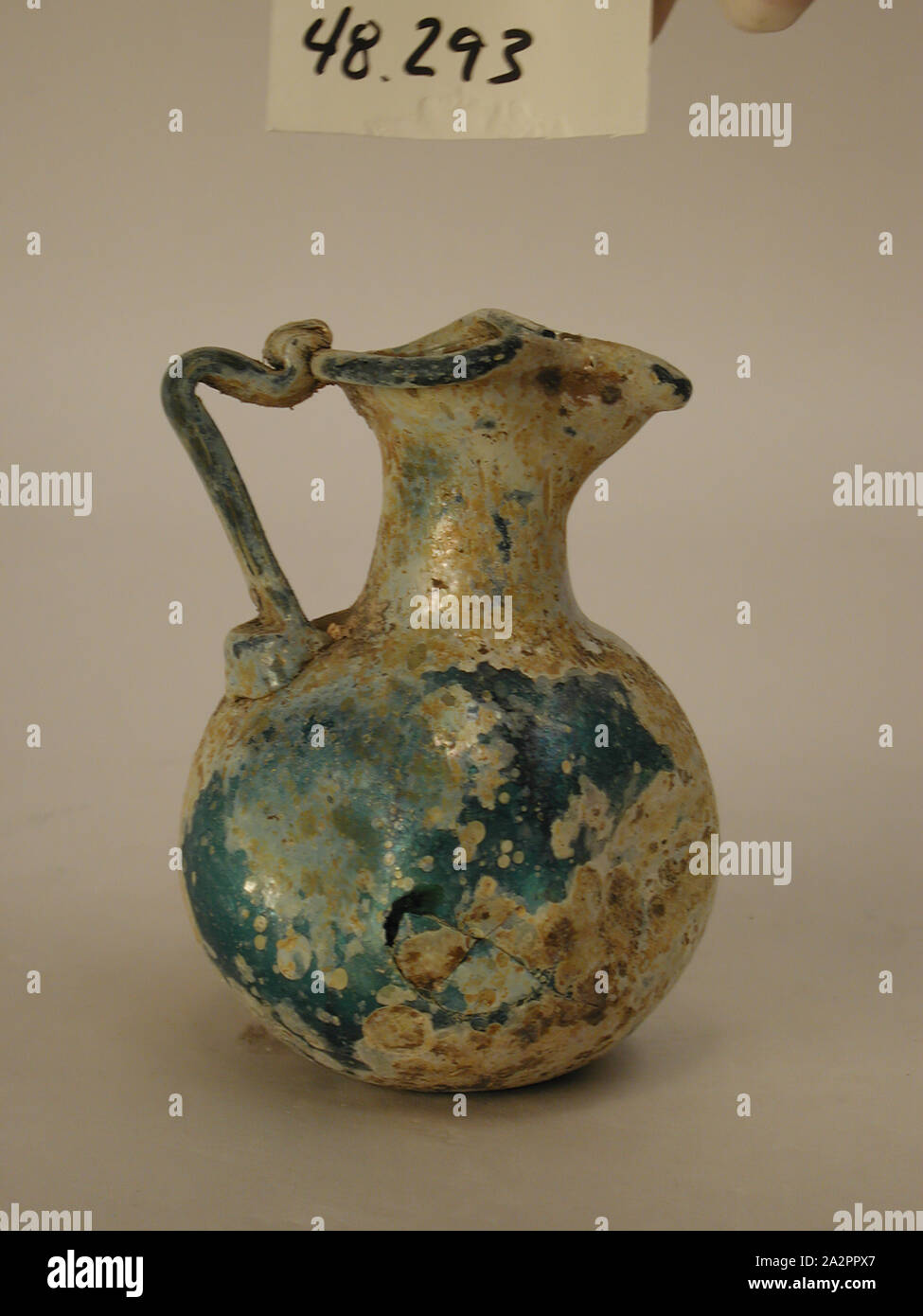 Roman, Pitcher, 3rd/4th Century AD, Glass, H. 3 7/8 (9.8 cm) Diam. 2 5/ ...