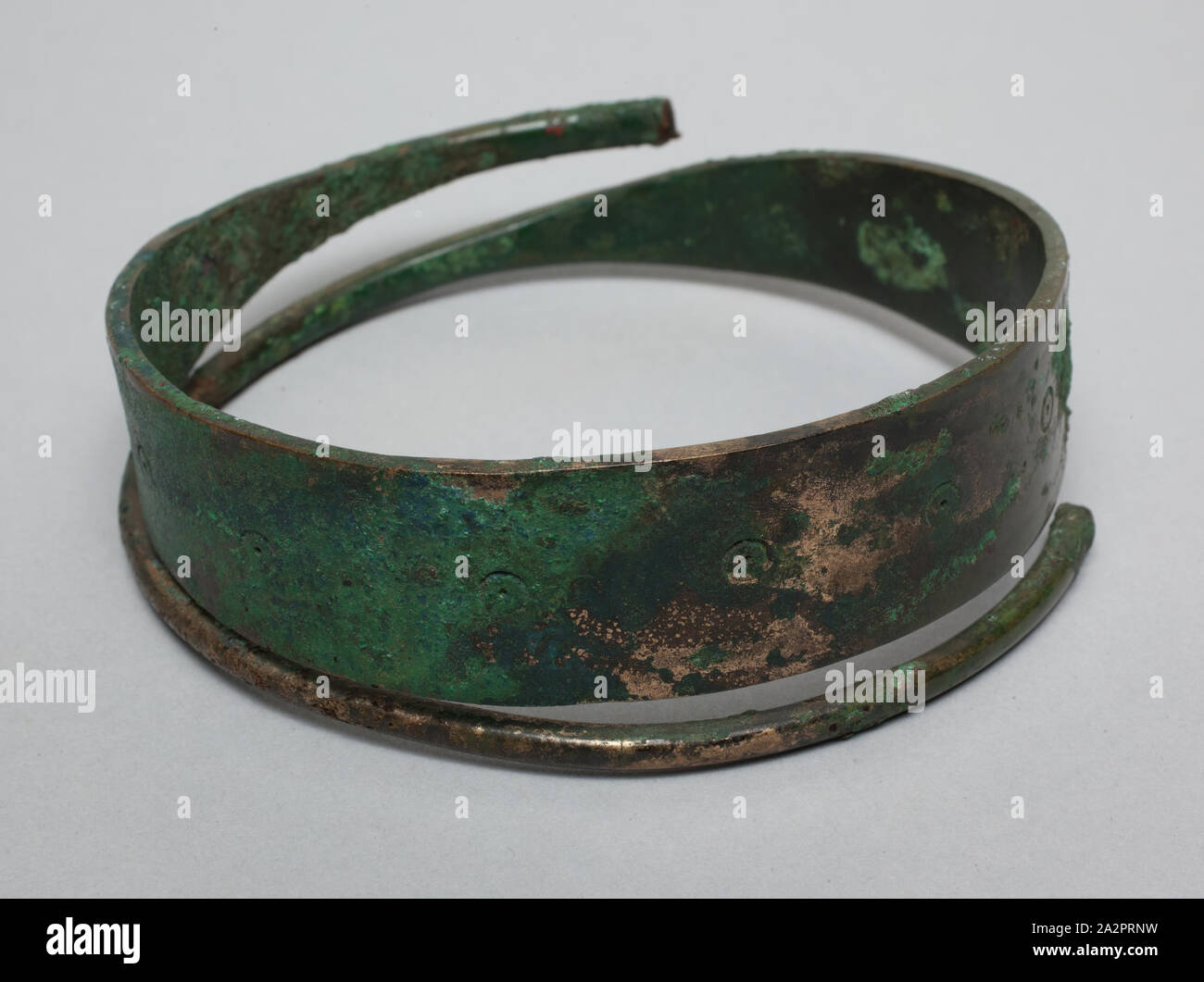 Germanic, Armlet, 1000/500 BC, Bronze, hammered and tooled, Diam 3 3/8 ...