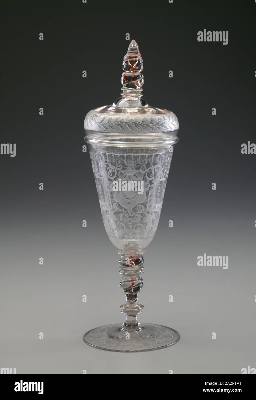 Covered Goblet, ca. 1720, Glass, Overall: 12 3/8 × 4 3/16 inches (31.4 ...