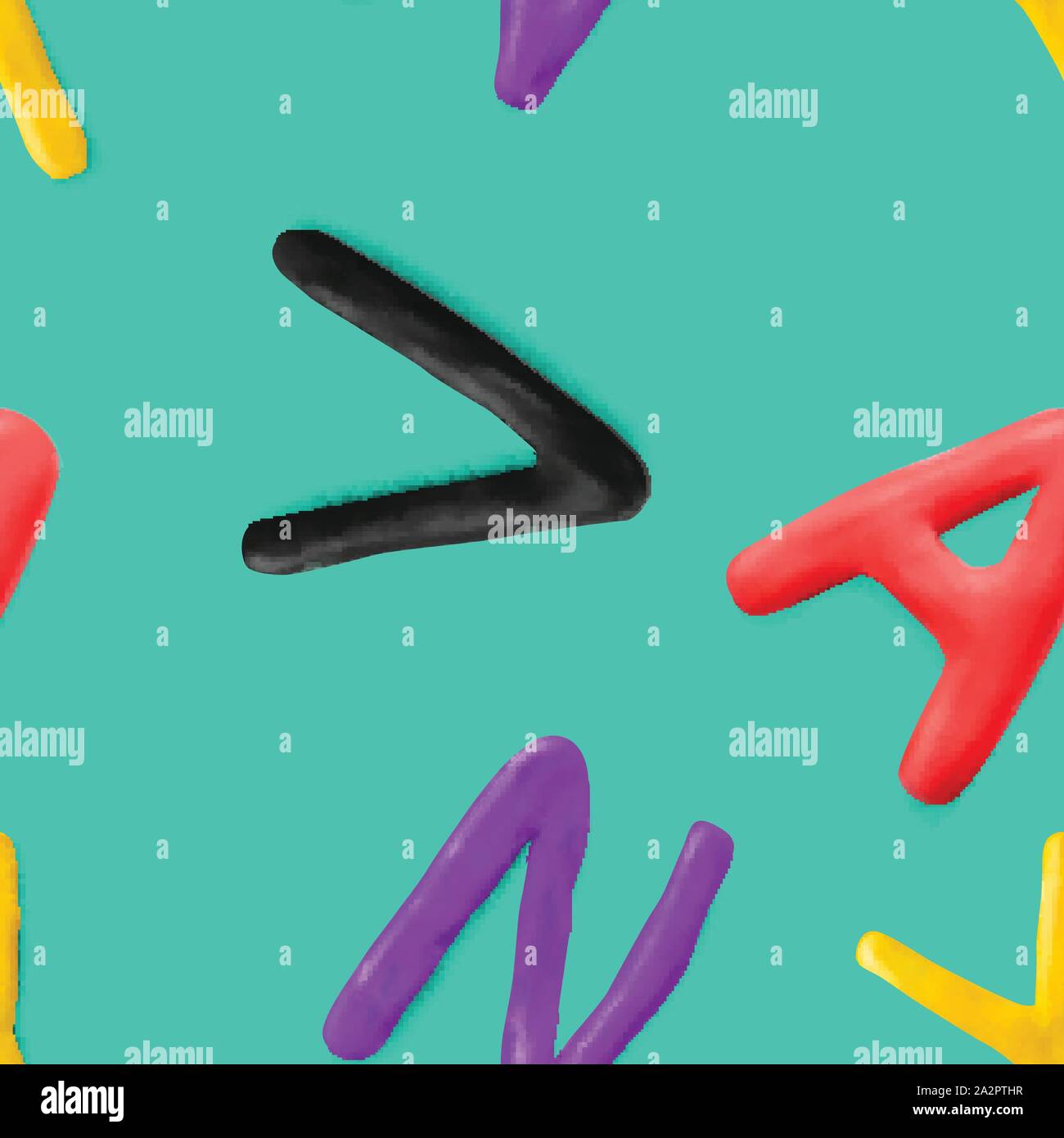 Seamless pattern with alphabet. Handmade modeling clay letters ...