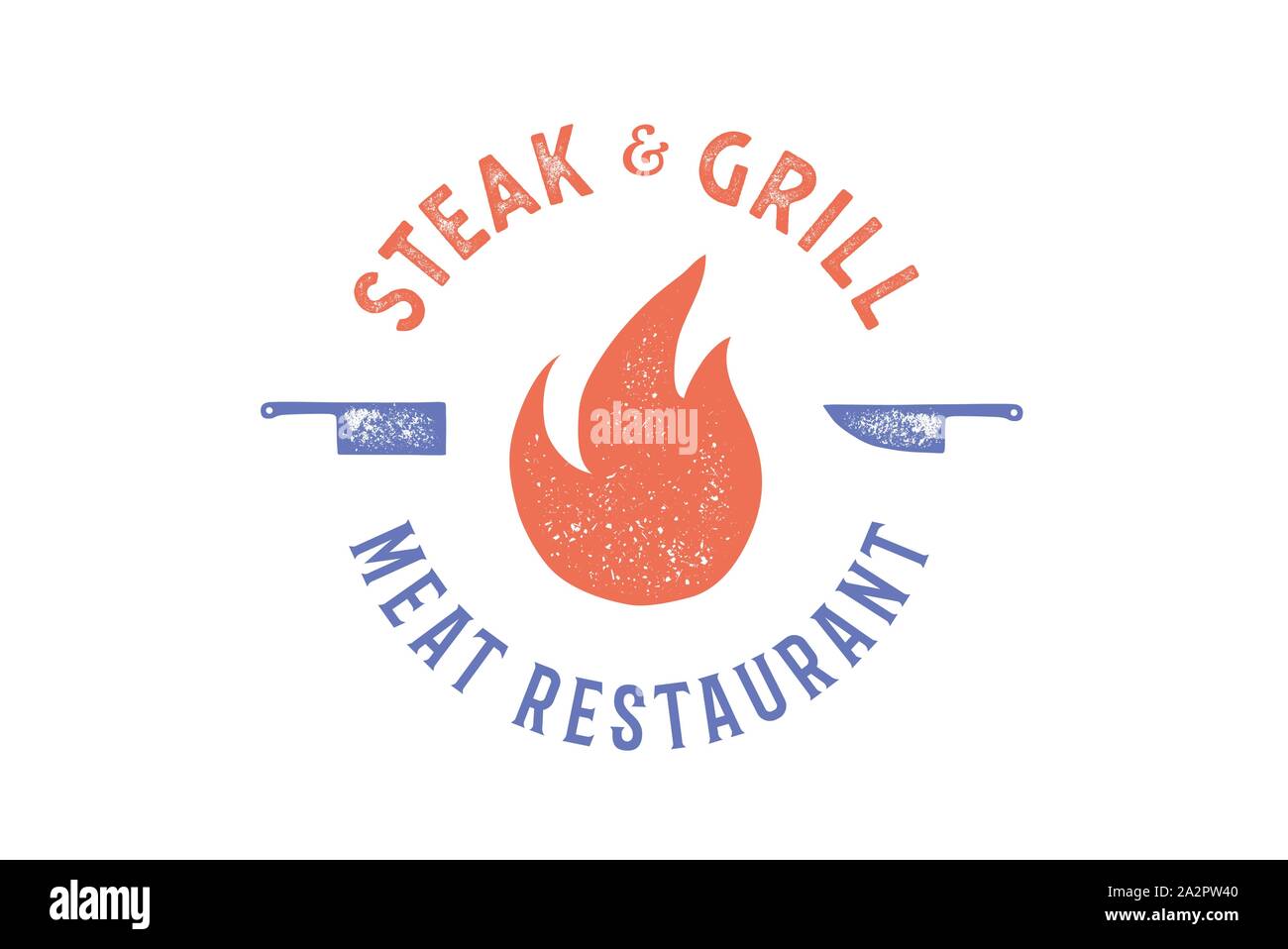 Meat logo. Logo for grill house restaurant with icon fire, knife Stock ...