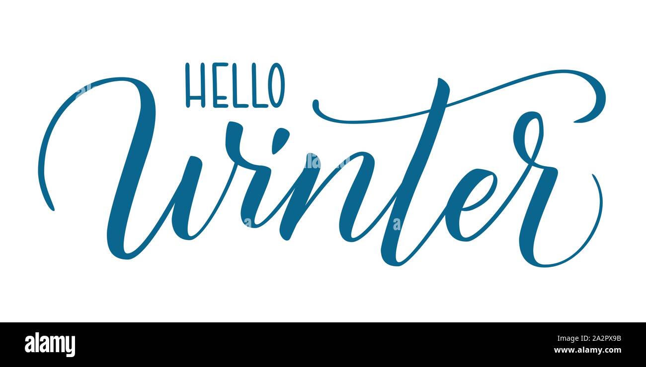 Brush calligraphy Hello Winter Stock Vector Image & Art - Alamy