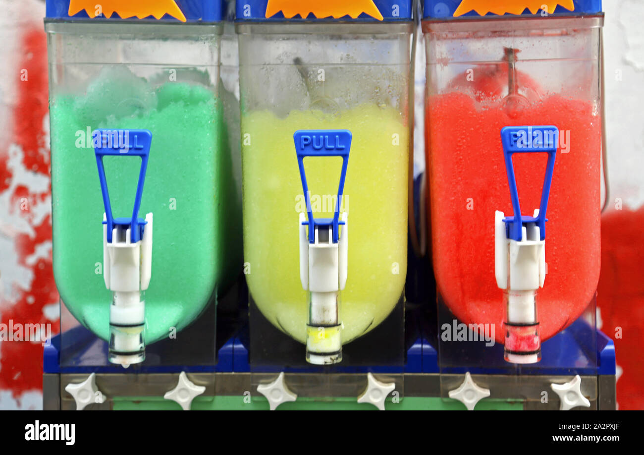 Shave ice with colored syrup called Grattachecca in Italian language ...
