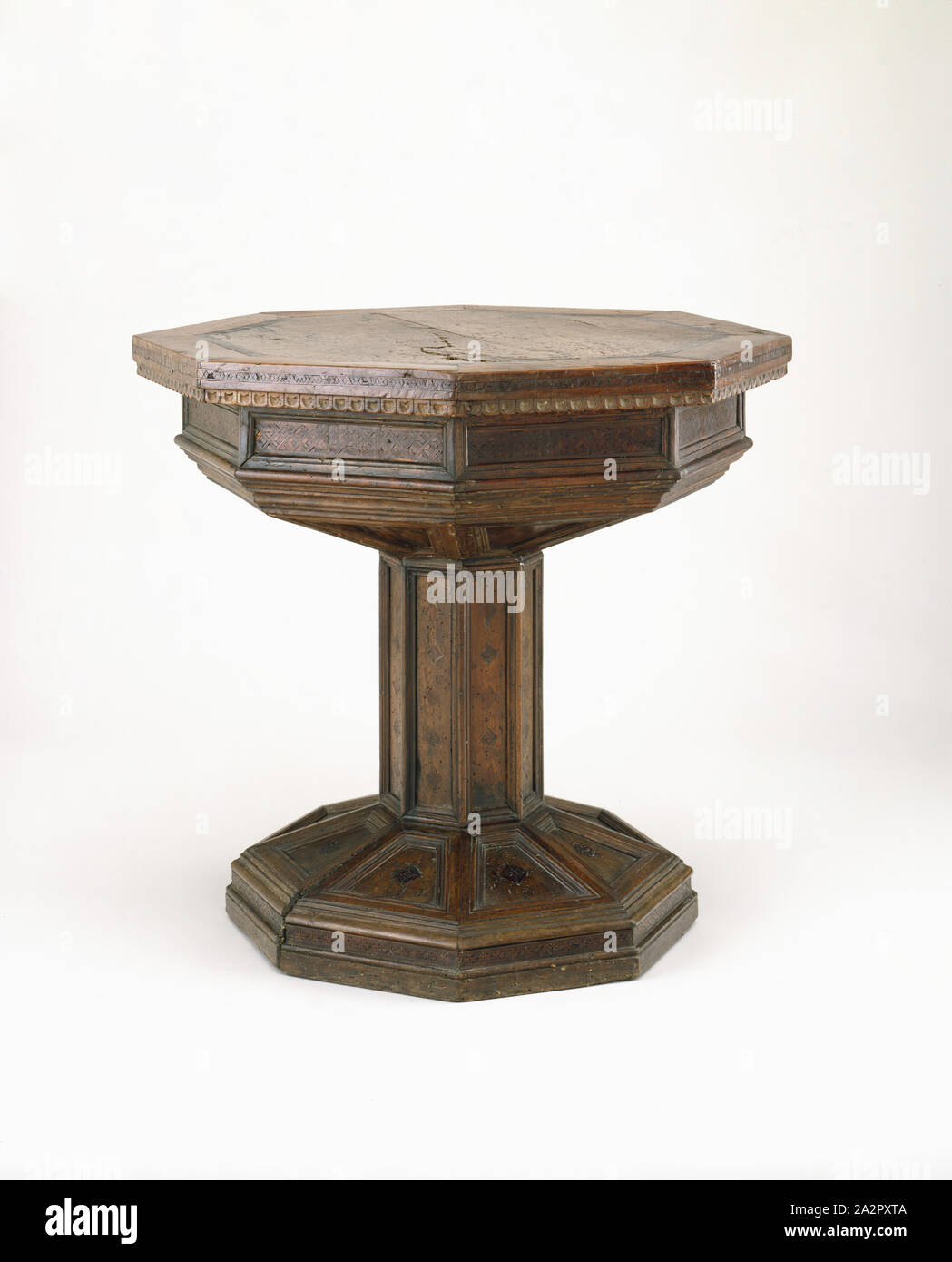 Unknown (Italian), Table, 15th century, inlaid walnut, walnut or pine ...