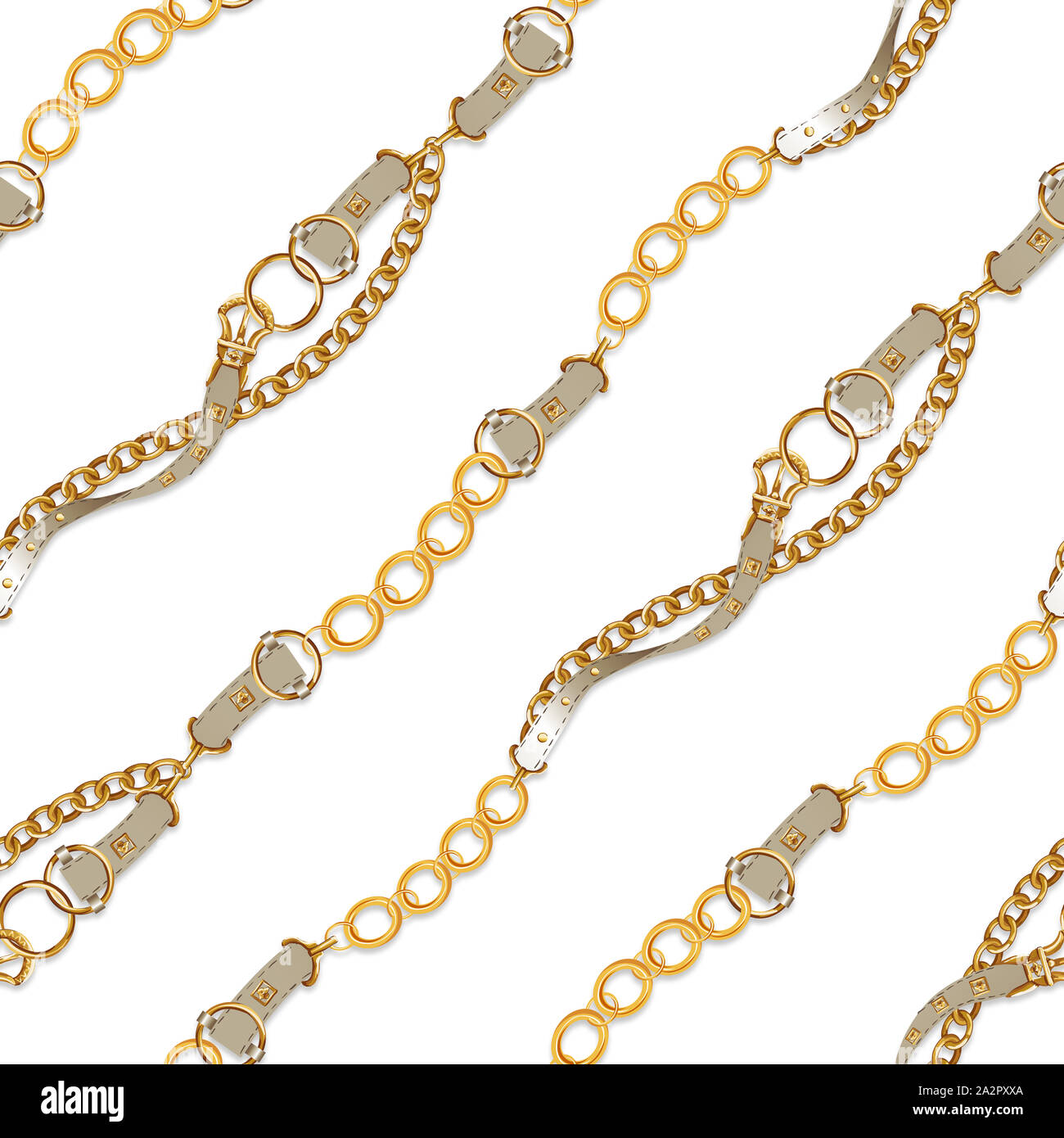 Seamless chains and belts pattern. Repeat design. Curved waves, chains ...