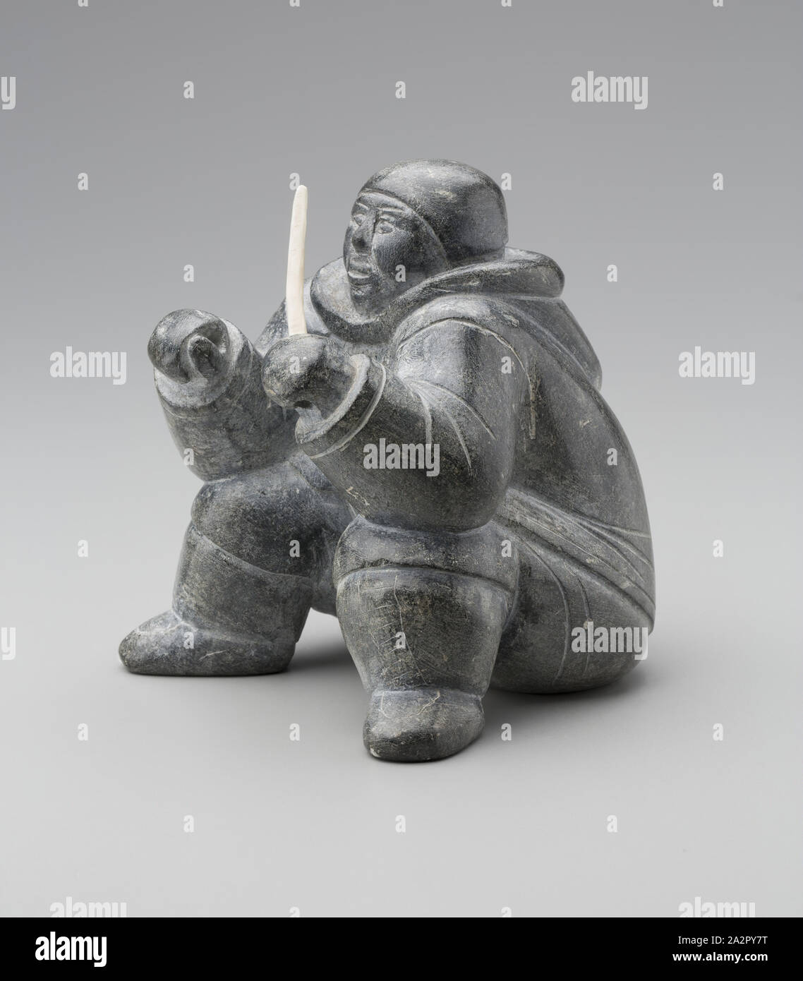 Inuit, Native American, Man Sitting, between 1950 and 1955, soapstone ...