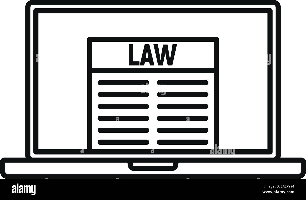 Law laptop icon. Outline law laptop vector icon for web design isolated ...