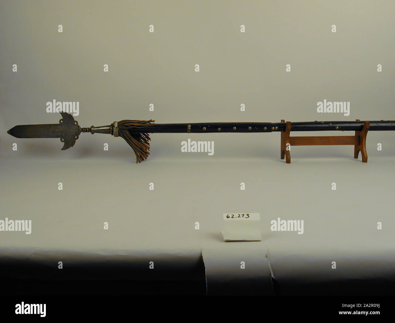 Spontoon, 16th/18th Century, Chased steel and wood with brass nails and ...