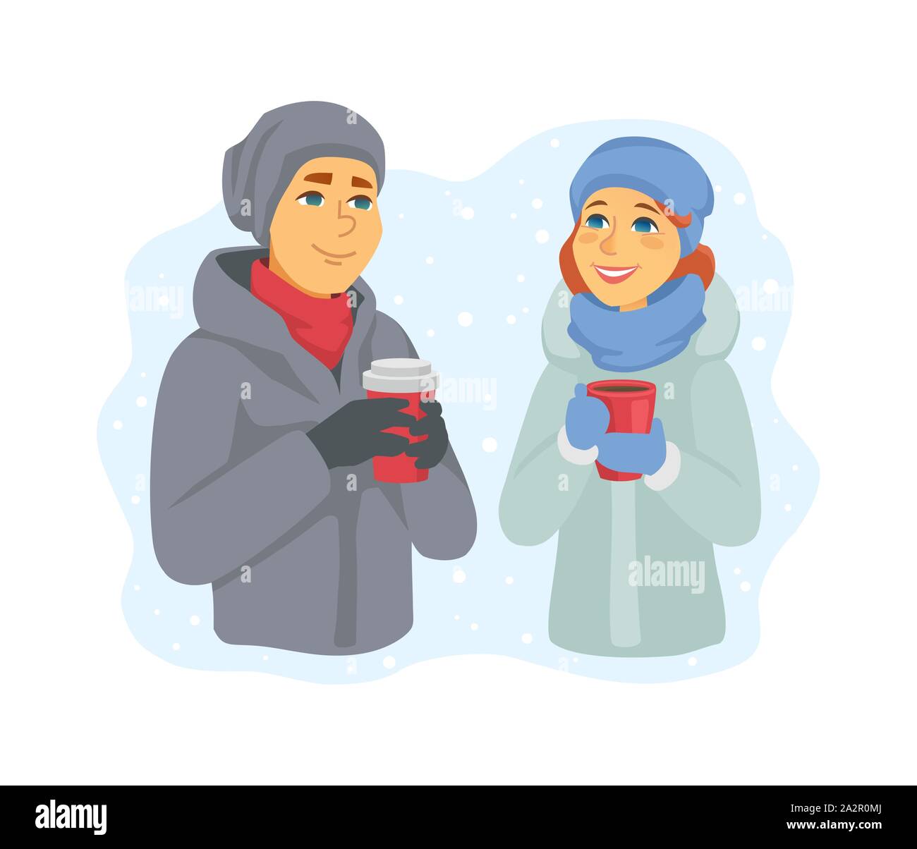 Spending winter together - modern vector cartoon people characters ...