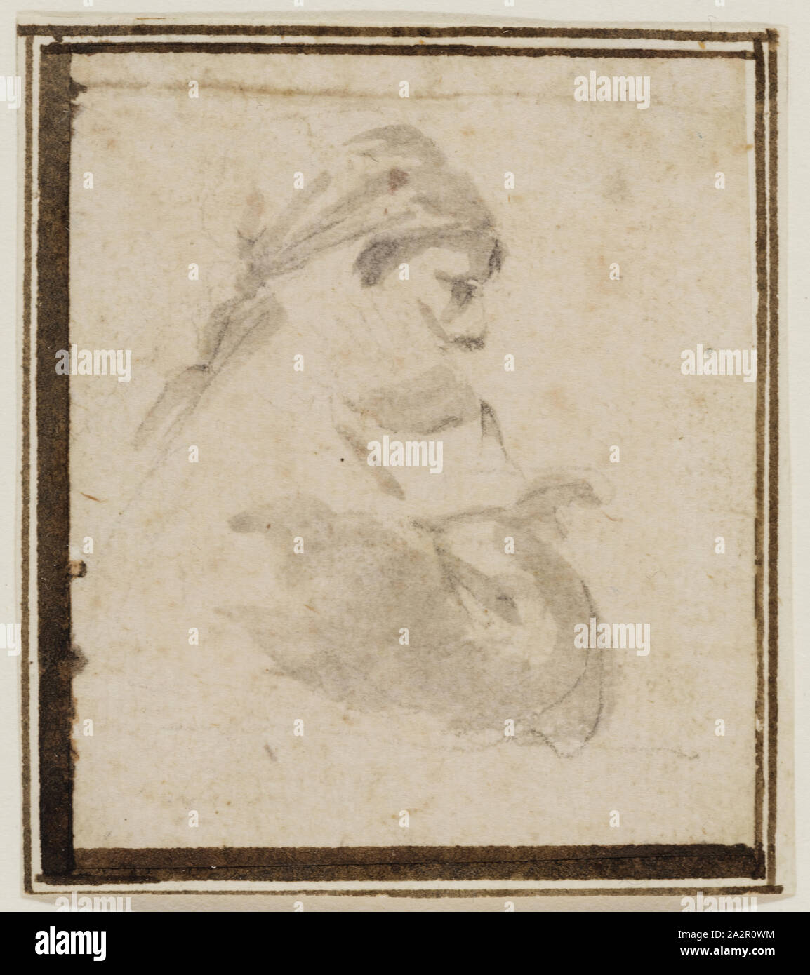 Stefano della Bella, Italian, 1610-1664, Study of an Old Man Thinking ...