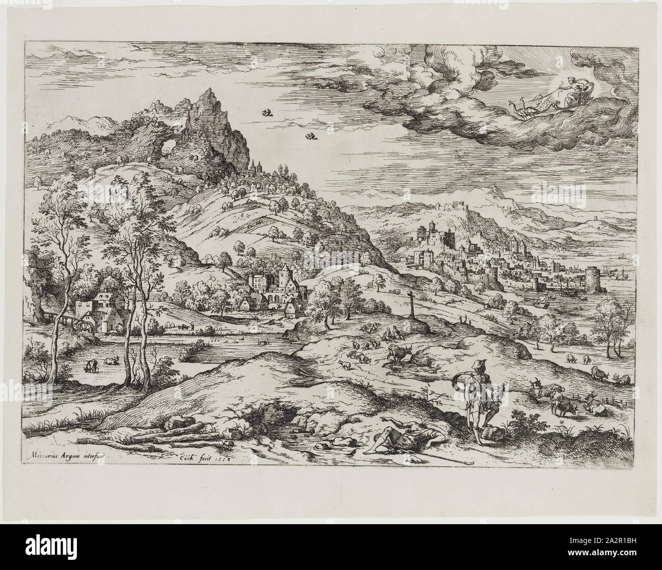 Landscape with Mercury Holding the Head of Argus, 1558, engraving ...