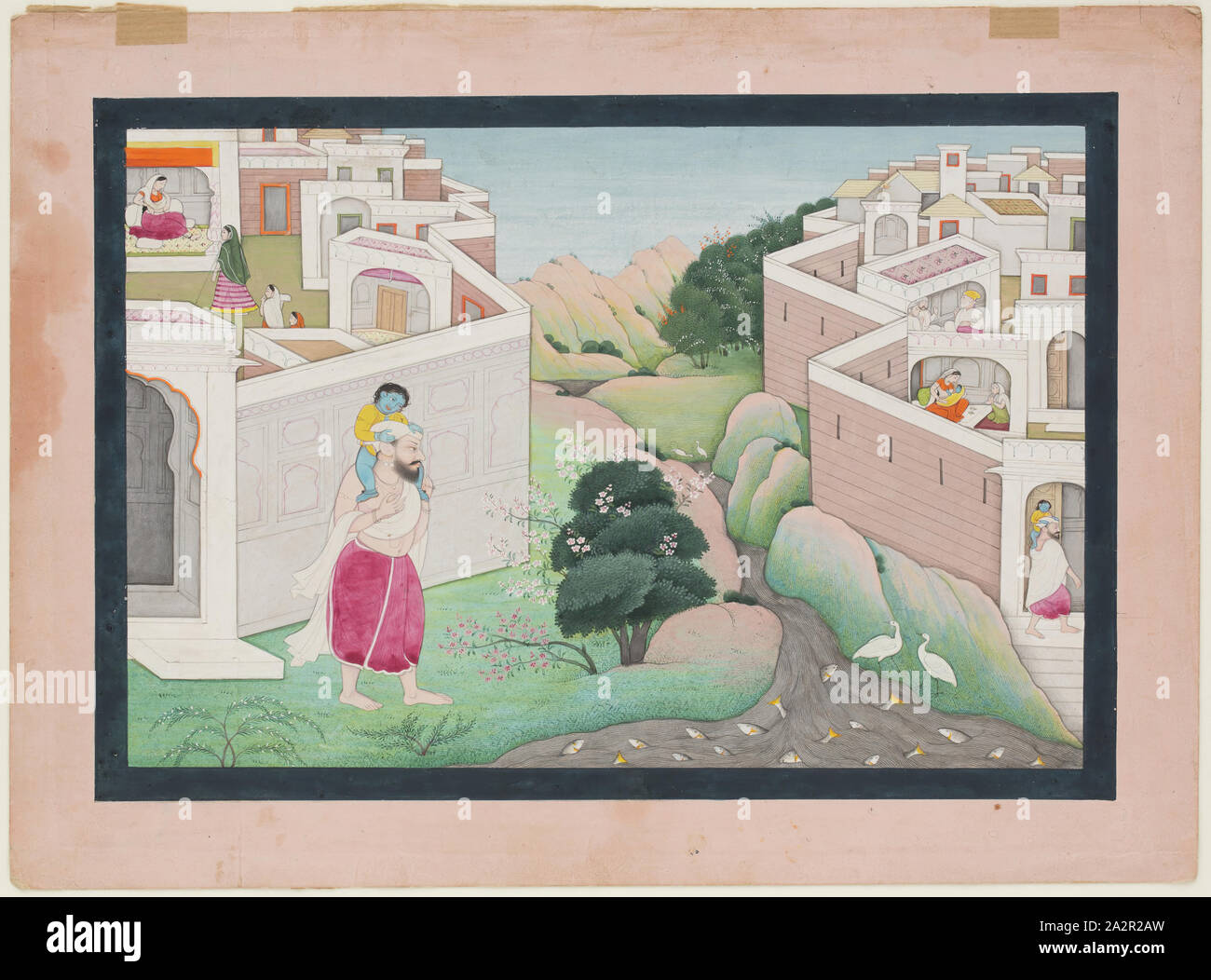 Unknown (Indian), Baby Krishna Carried on Shoulder of Nanda, late 18th ...