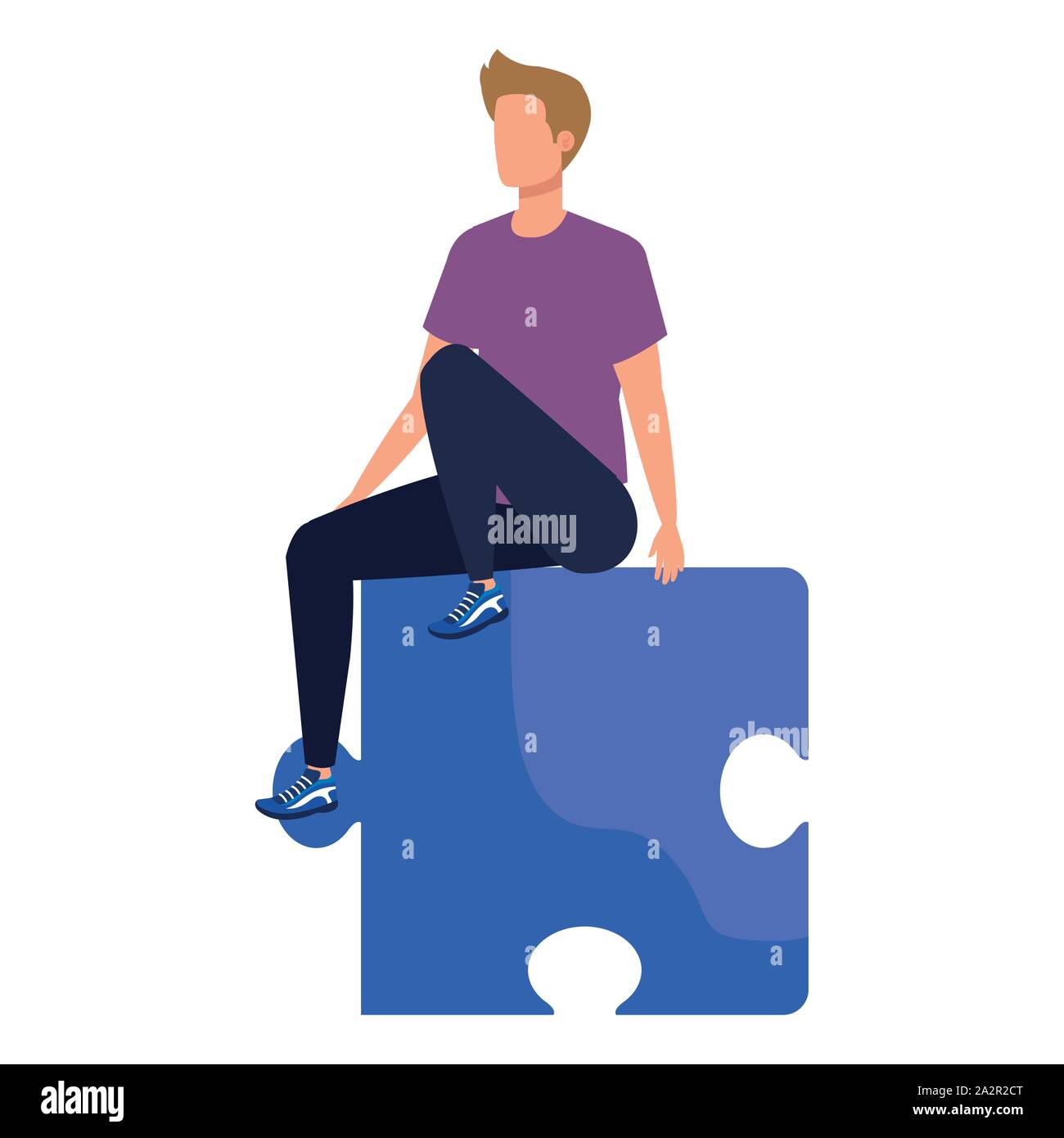young man sitting in puzzle piece Stock Vector Image & Art - Alamy