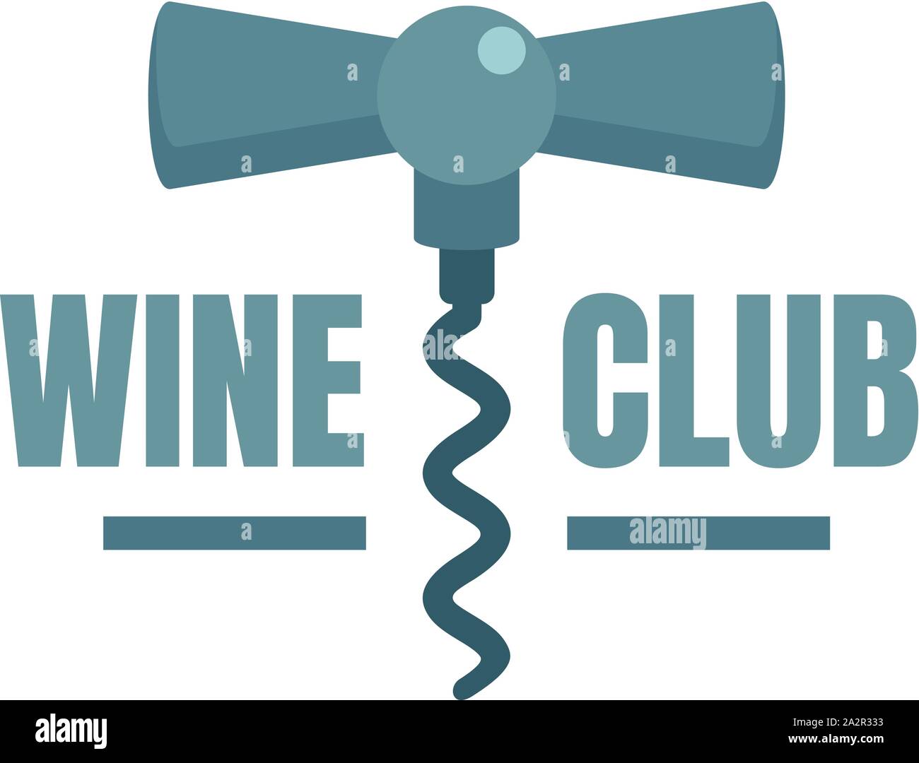 Wine club corkscrew logo. Flat illustration of wine club corkscrew ...