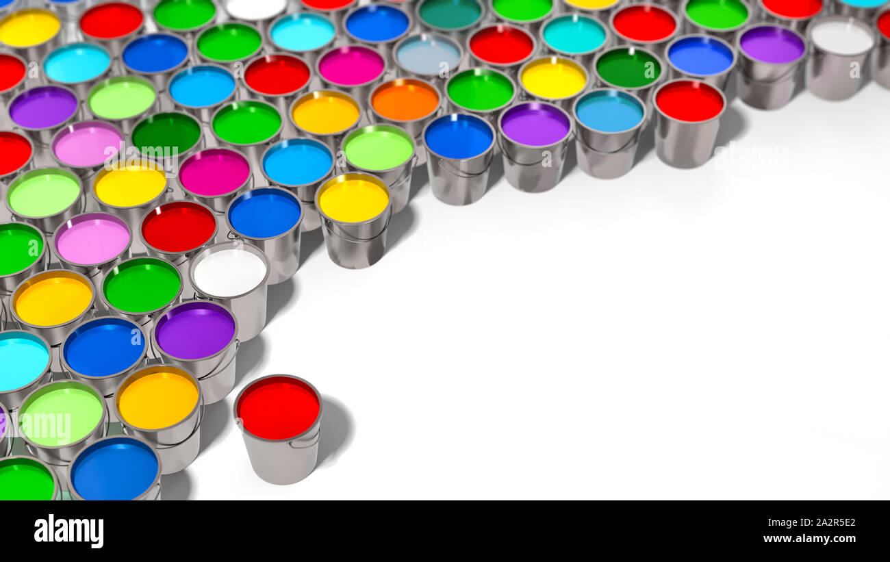 Colorful Paint Buckets - 3D Rendering Stock Photo - Alamy