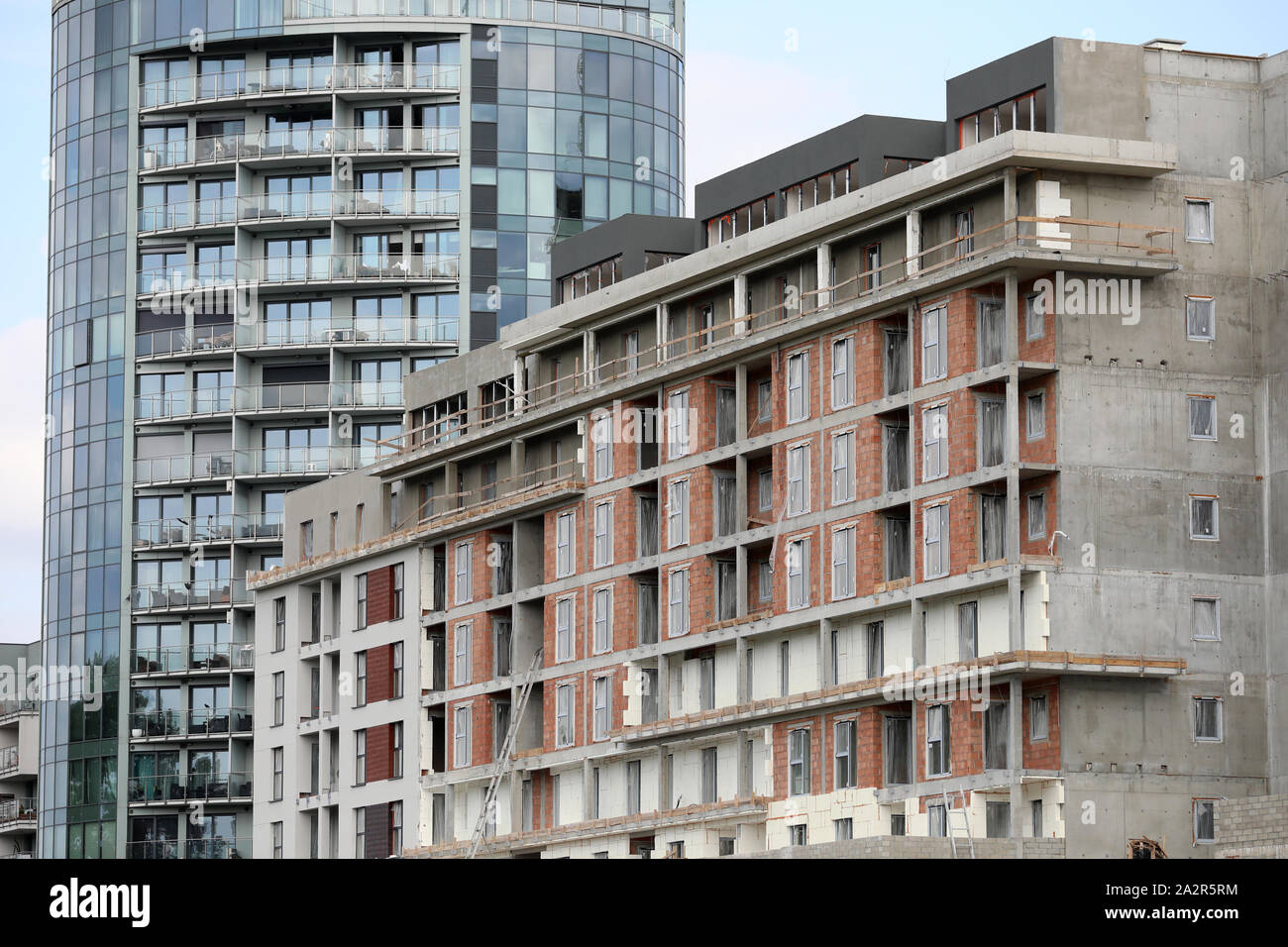 New apartments or flats of concrete being built in Europe Stock Photo ...