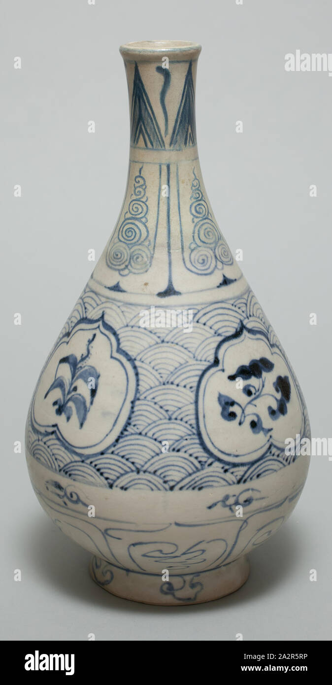 Vietnamese, Annamese, Vase, 15th Century, Clay, cobalt pigment, glaze ...