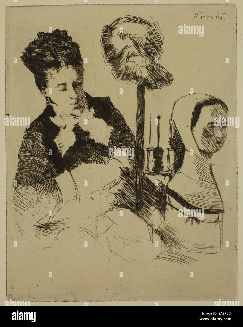 Norbert Goeneutte, French, 1854-1894, La modiste, ca. 1895, etching ...