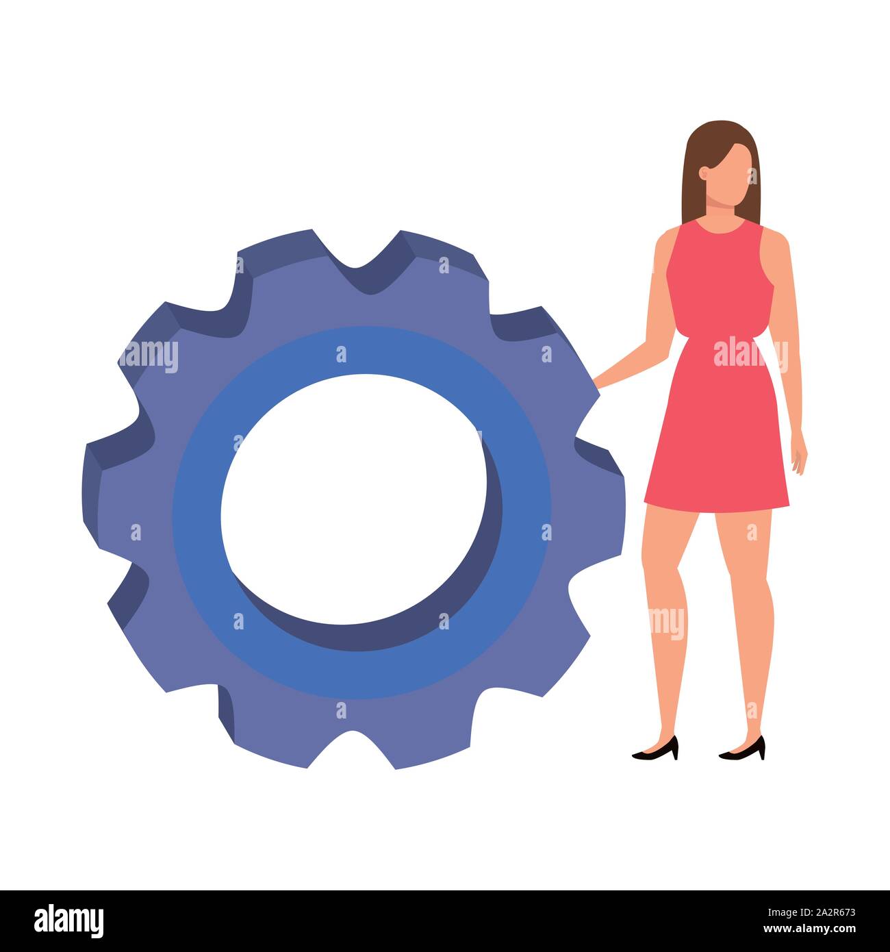 Gear woman face icon hi-res stock photography and images - Alamy