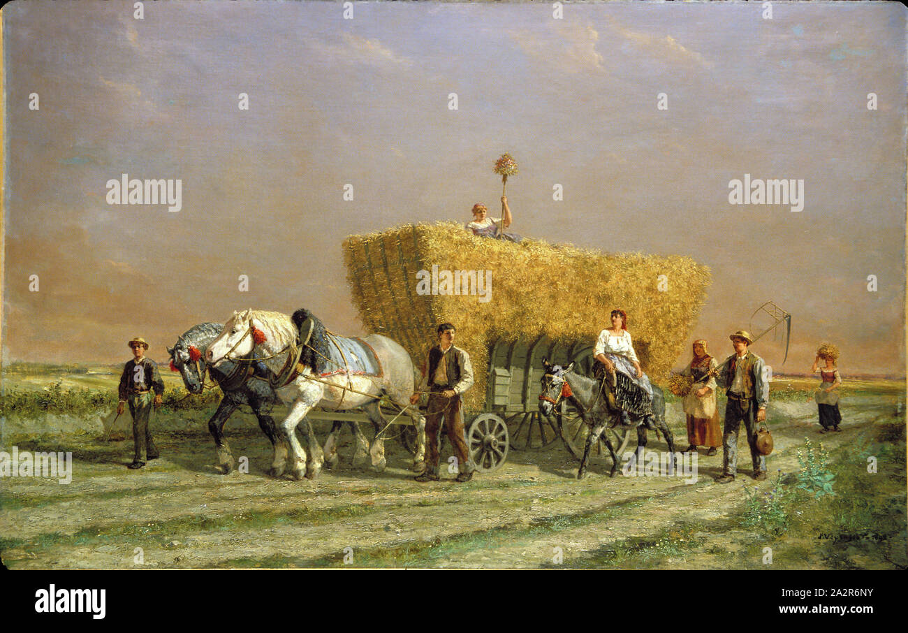 Jacques Jules Veyrassat, French, 1828-1893, Last Load of Wheat, 1892 ...