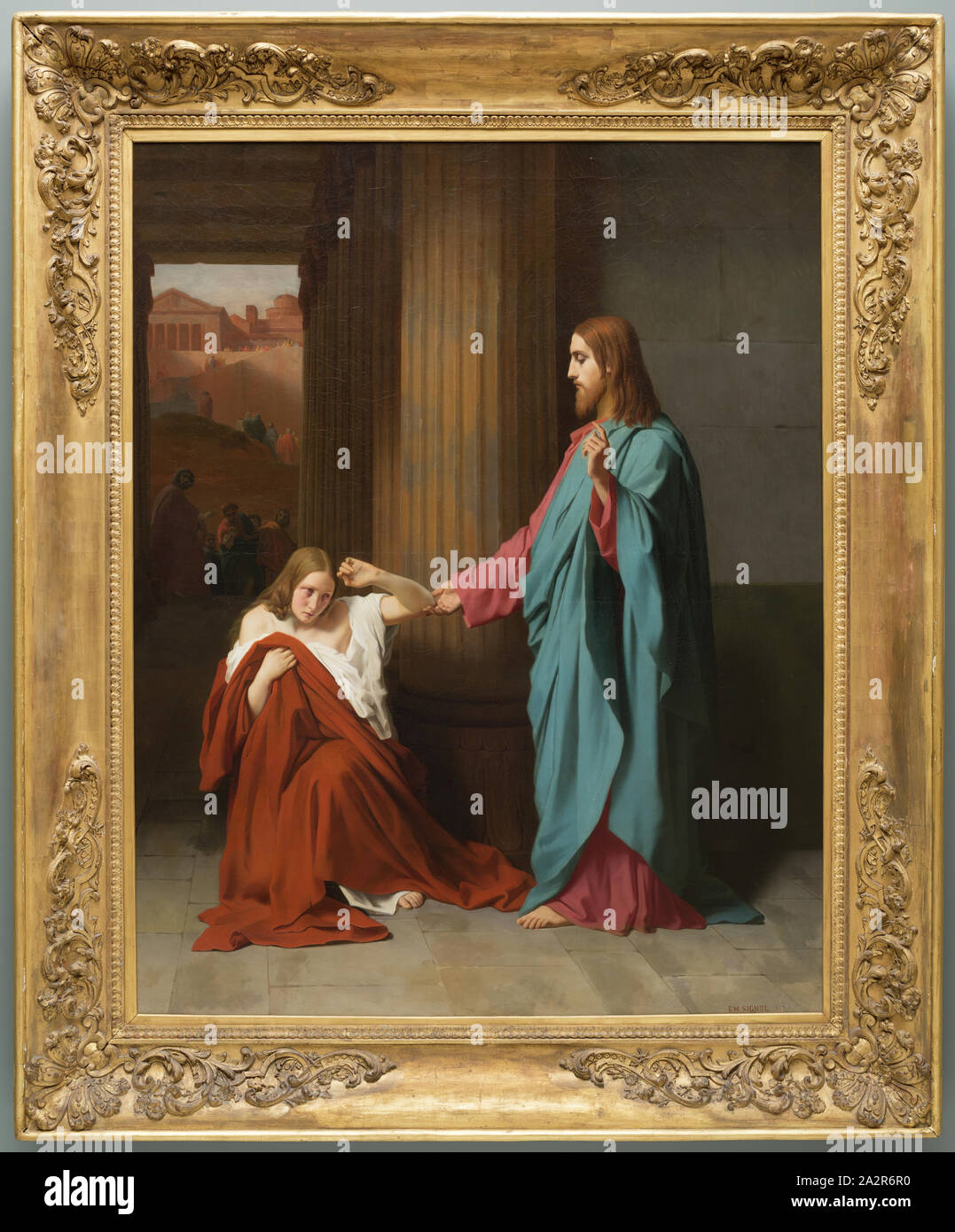 Émile Signol, French, 1804-1892, Christ and the Woman Taken in Adultery ...