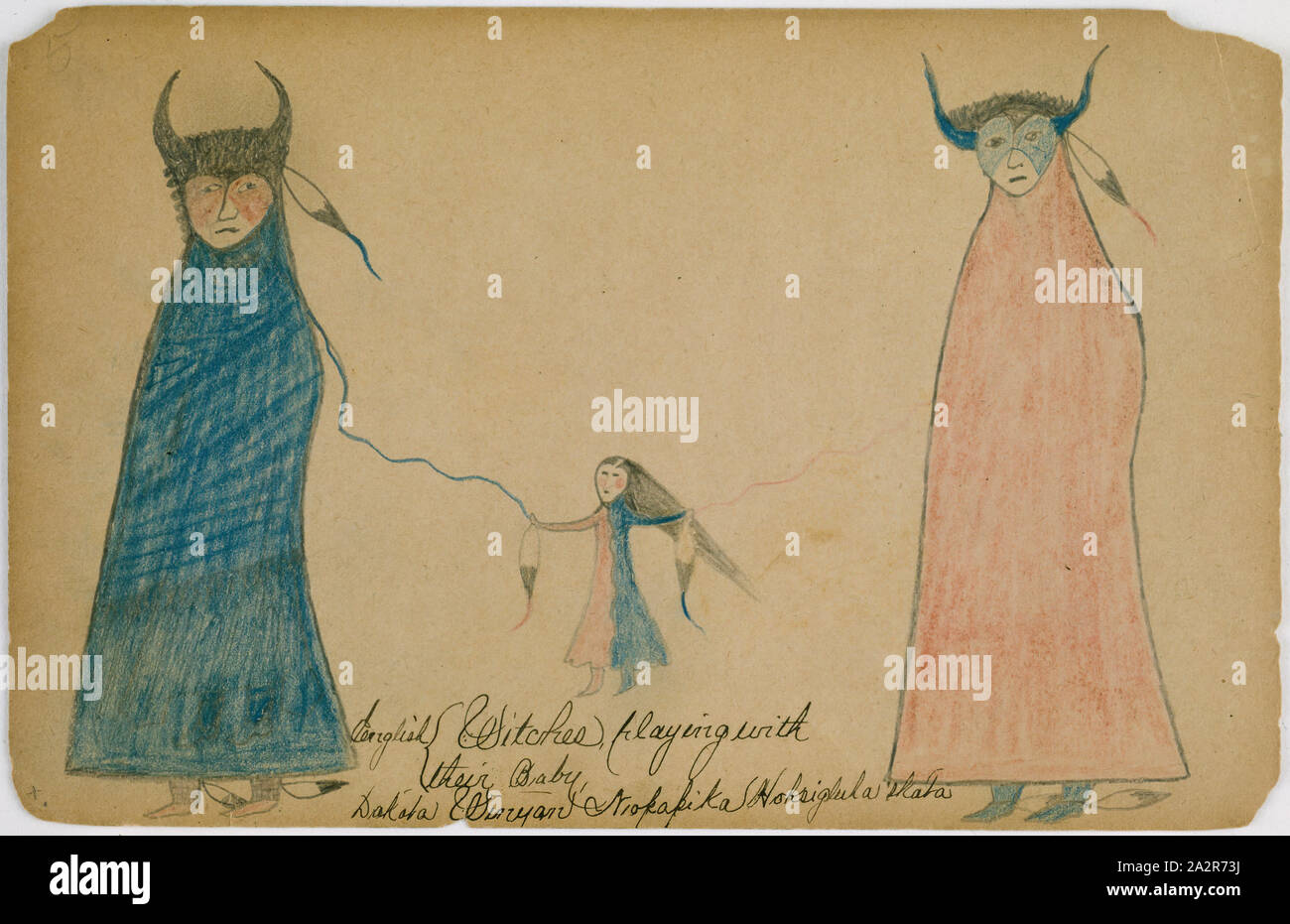 Sioux, Native American, Witches Playing with Their Baby, ca. 1890 ...