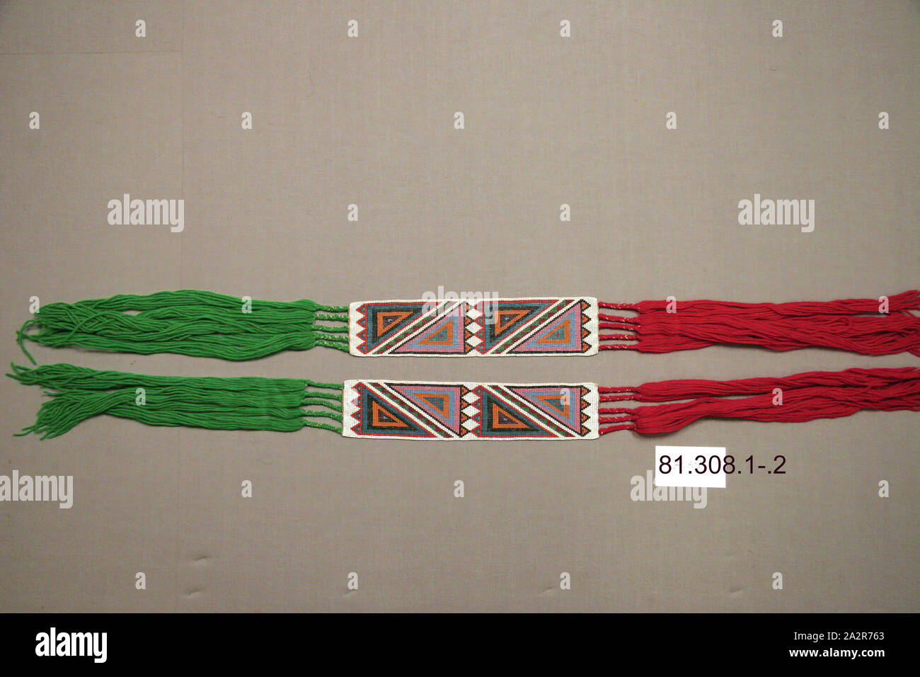 Potawatomi, Native American, Garters, ca. 1880, beads and fiber ...