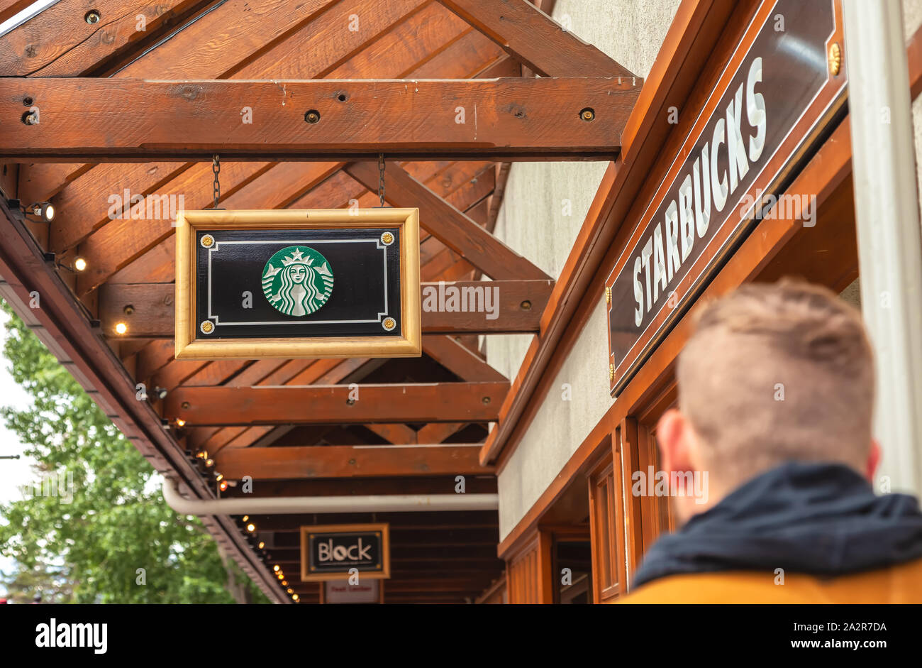 Starbucks sign and logo at Banff, Alberta, Canada Stock Photo - Alamy