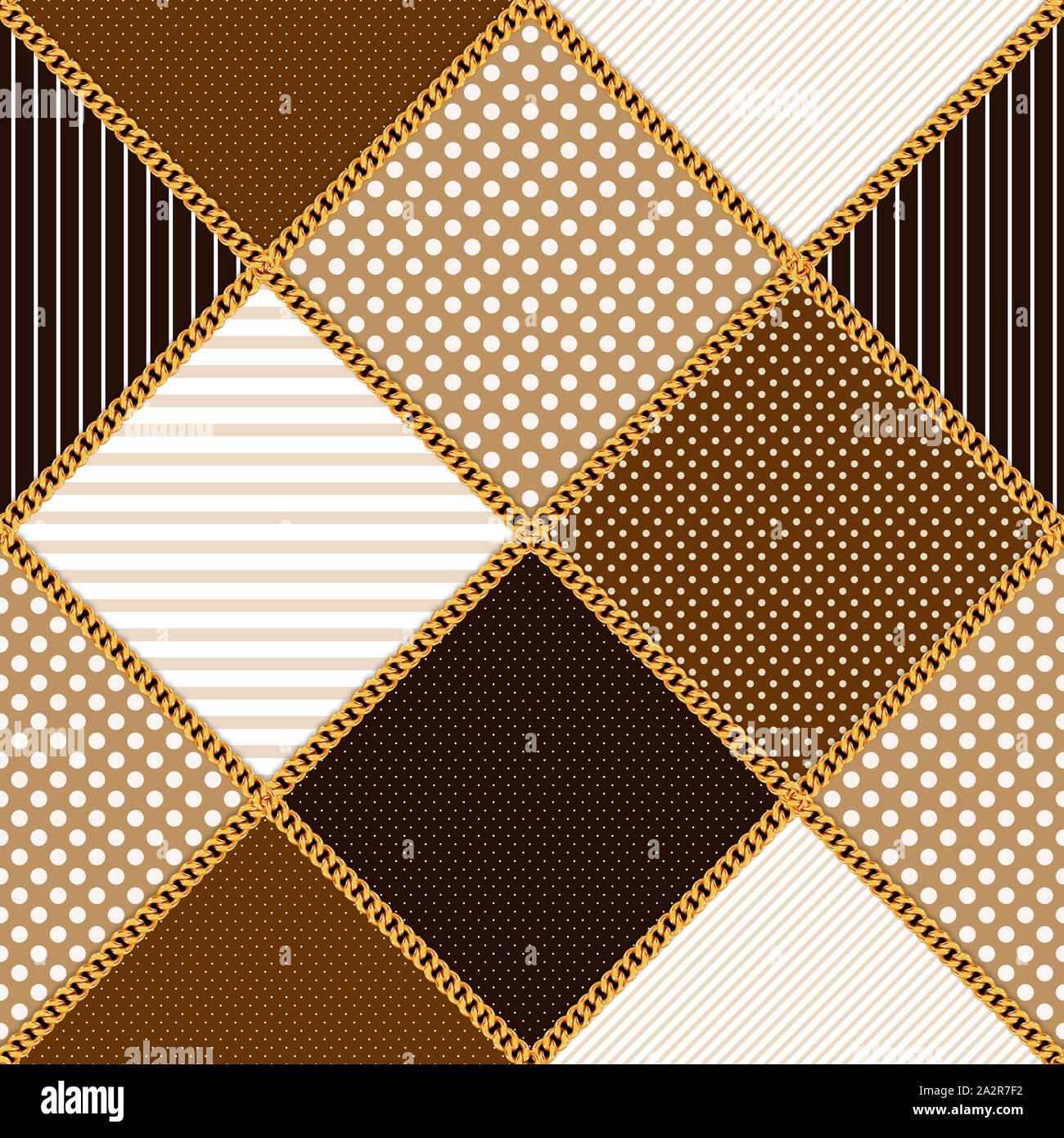 Seamless pattern, colored background, Golden chains with colored ...