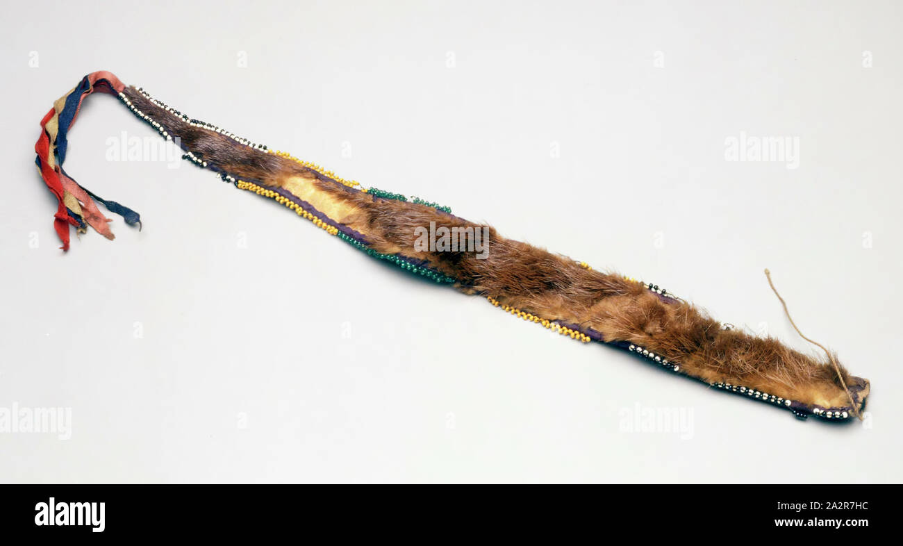Fox, Native American, Arm Band, ca. 1870, otter skin, ribbon, and beads ...