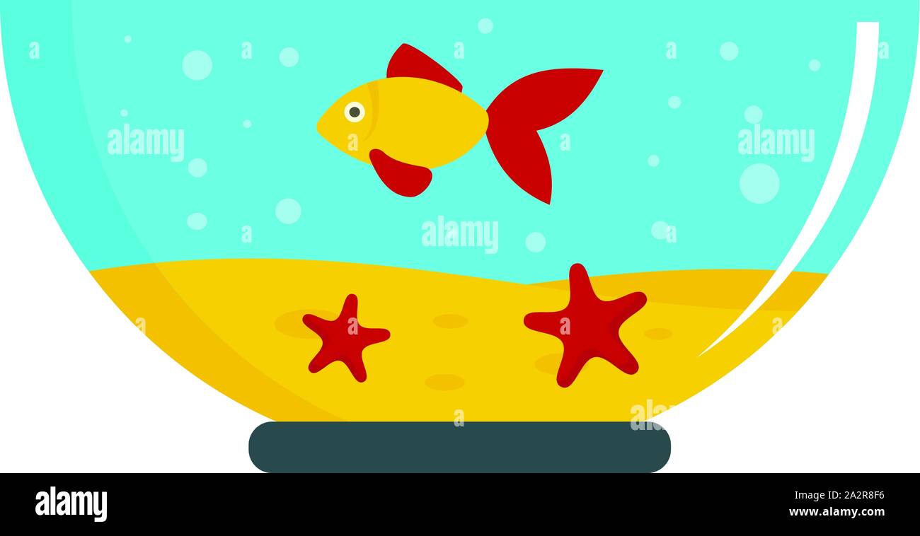 Goldfish in aquarium icon. Flat illustration of goldfish in aquarium ...