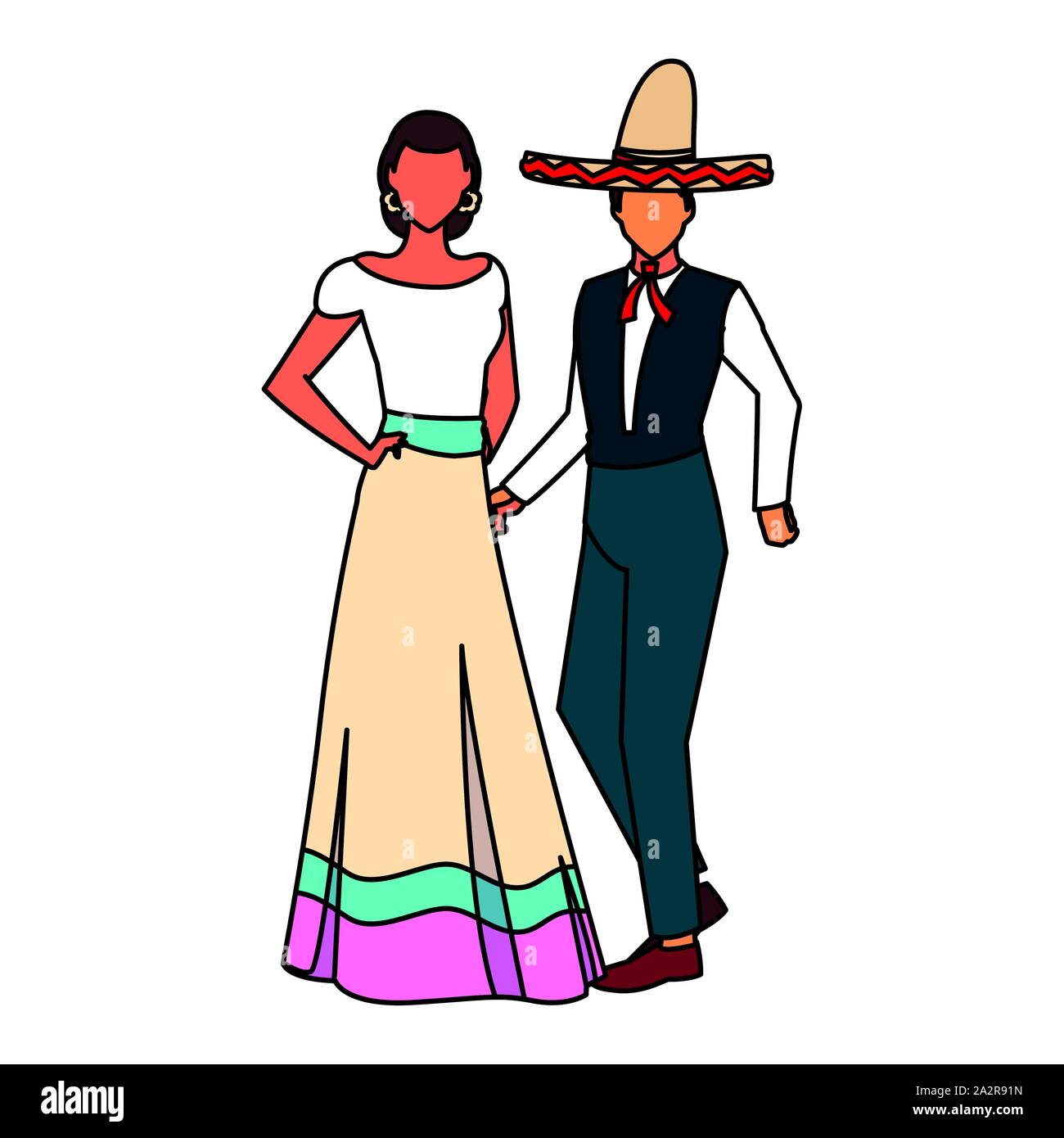 Mexican couple design, Mexico culture tourism landmark latin and party ...